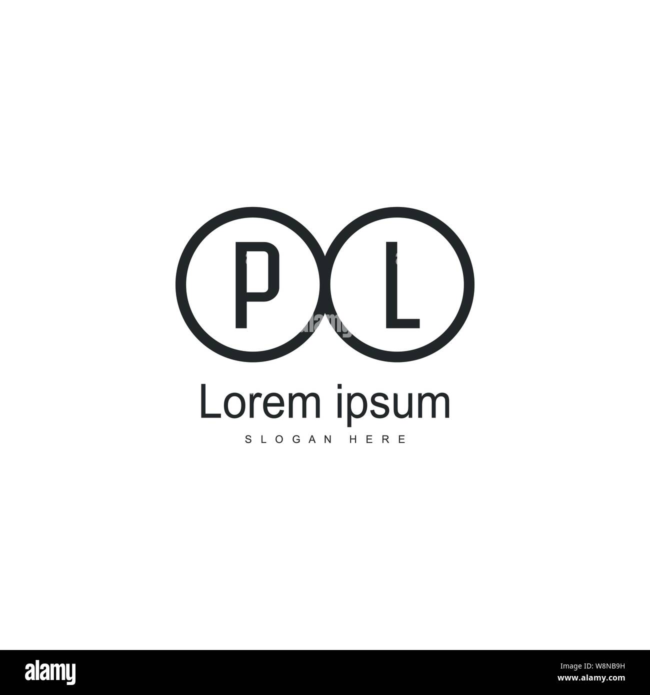 Modèle avec logo initial PL châssis moderne. Lettre PL minimaliste ...