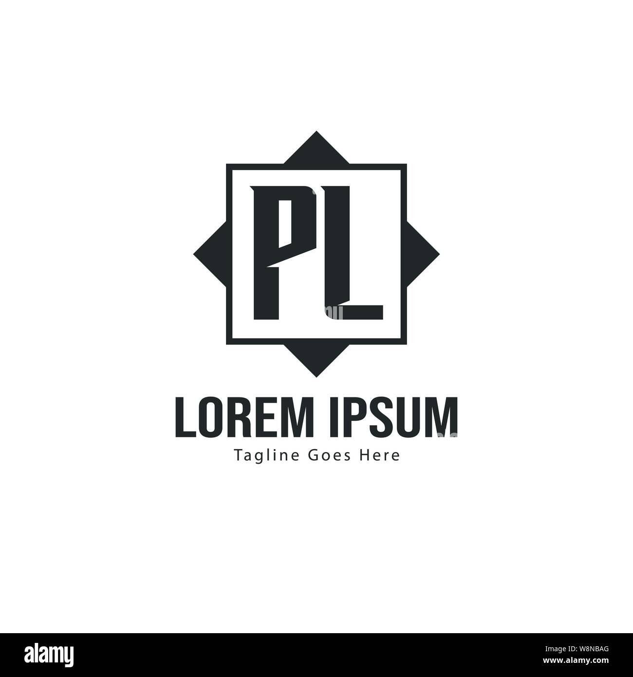 Modèle avec logo initial PL châssis moderne. Lettre PL minimaliste ...