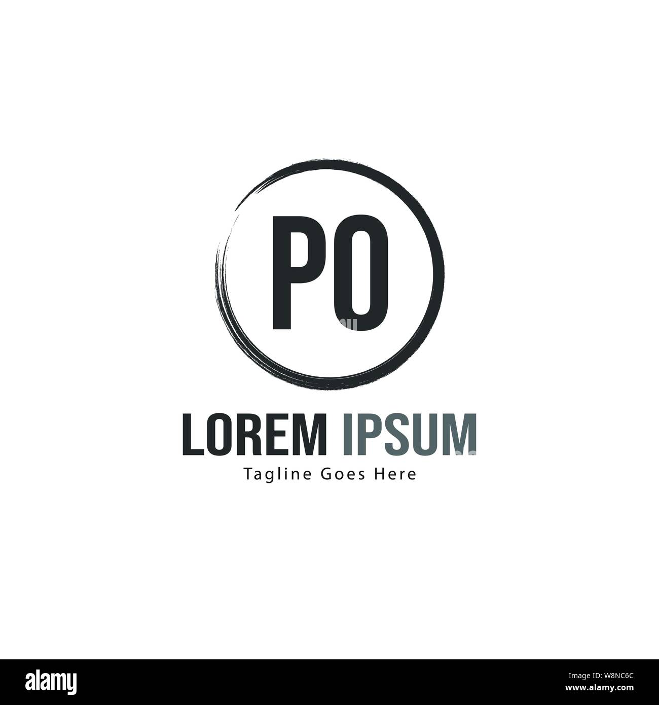 Logo PO initiale modèle avec cadre moderne. Lettre PO minimaliste ...