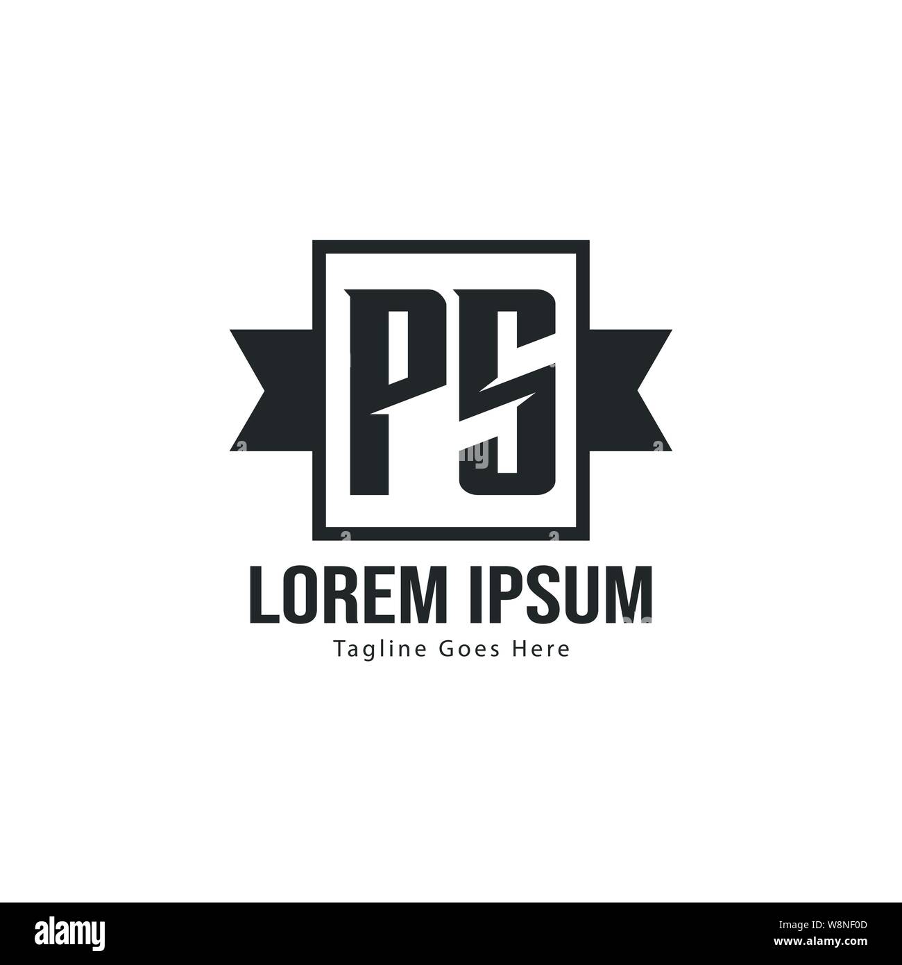 Logo PS Initial modèle avec cadre moderne. Lettre PS minimaliste design ...