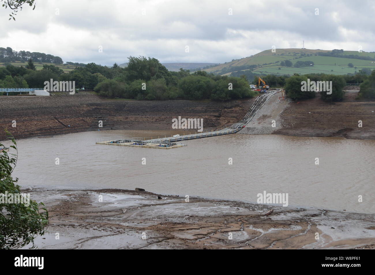 Toddbrook réservoir avec un niveau d'eau très réduite après le pompage ...