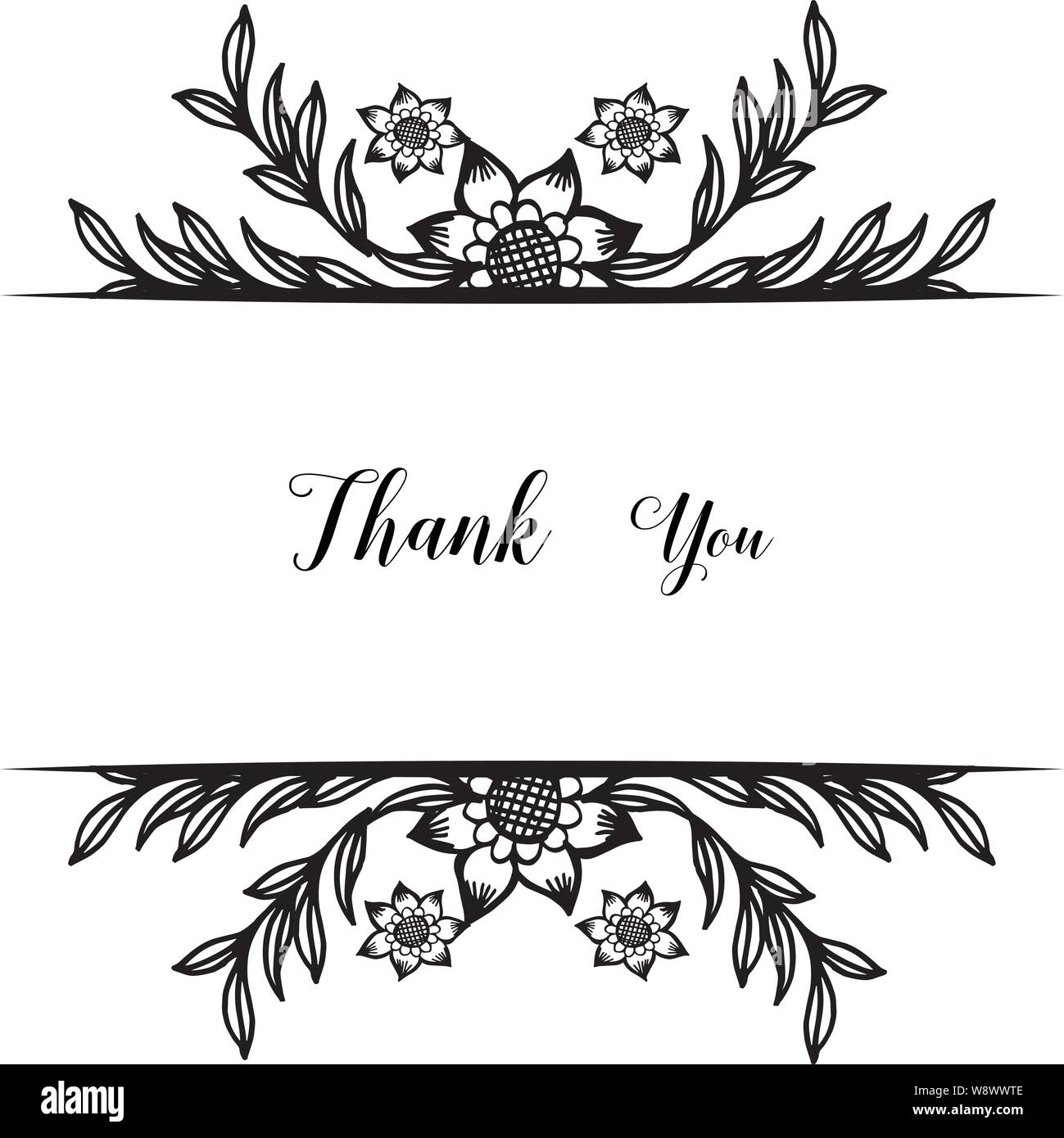 Carte de papier peint fleuri, merci de beau floral frame. Vector ...