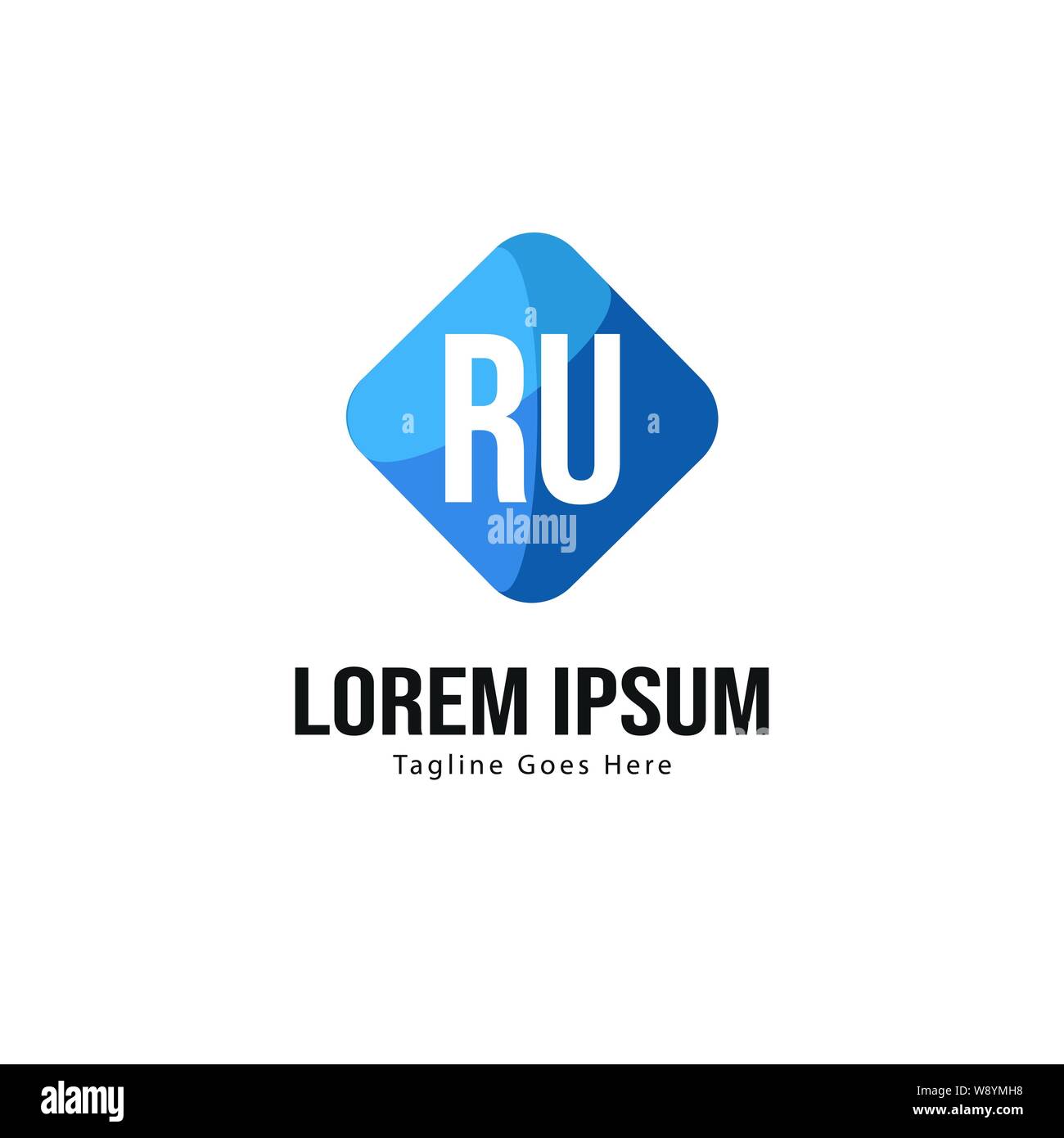 Modèle avec logo RU initiale du bâti moderne. Lettre RU minimaliste ...