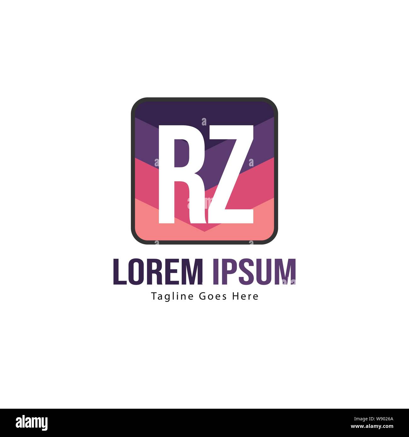 Logo Initial RZ modèle avec cadre moderne. Lettre RZ minimaliste design ...