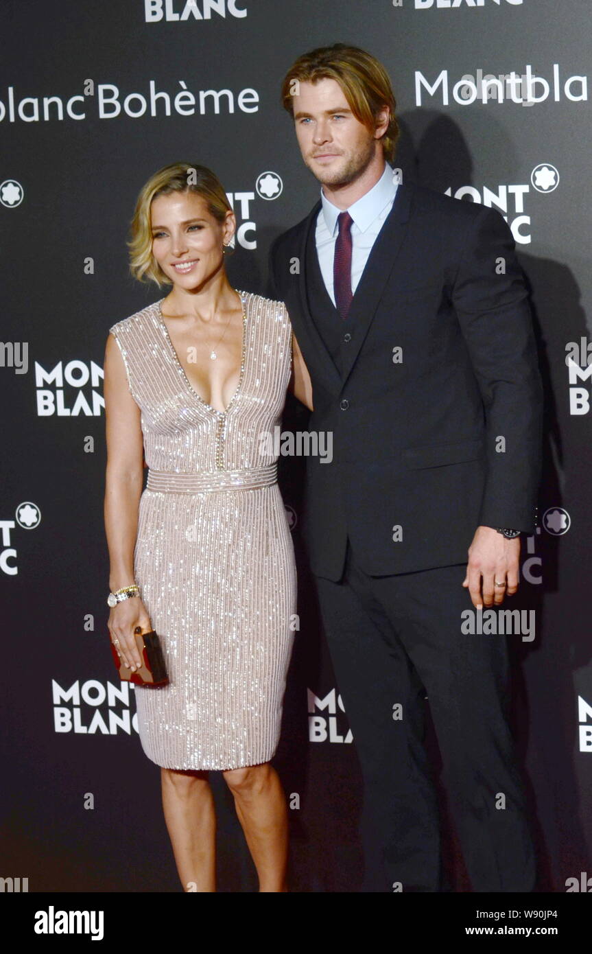 L'acteur australien Chris Hemsworth, droite, et son épouse l'actrice ...