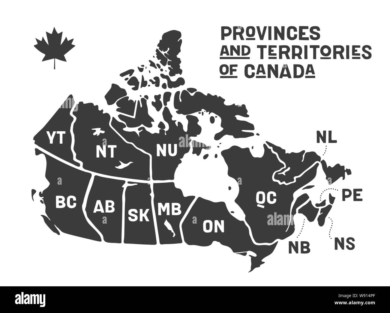 La carte du Canada. Poster carte des provinces et territoires du Canada ...