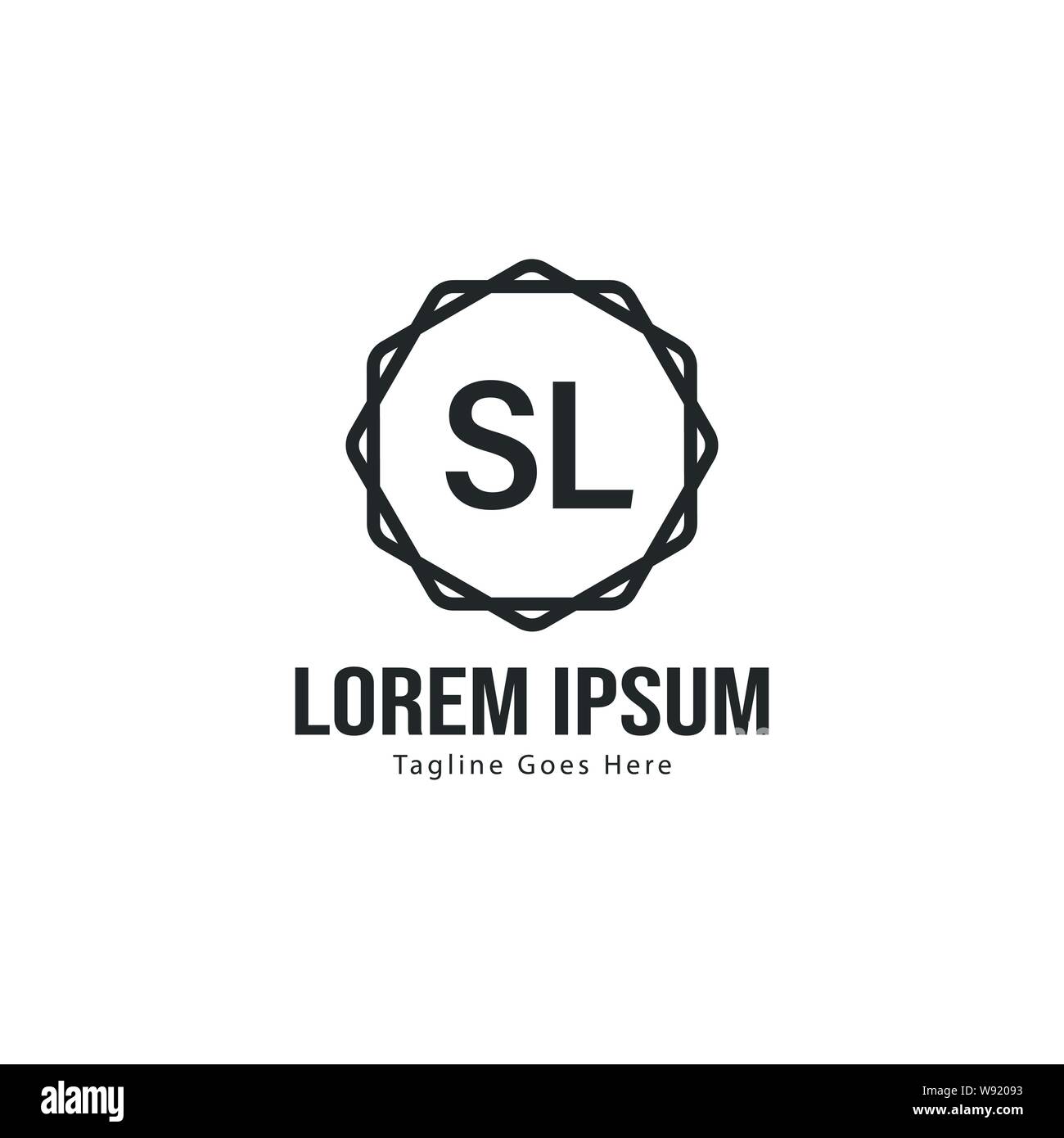 Logo SL initiale modèle avec cadre moderne. Lettre SL minimaliste ...