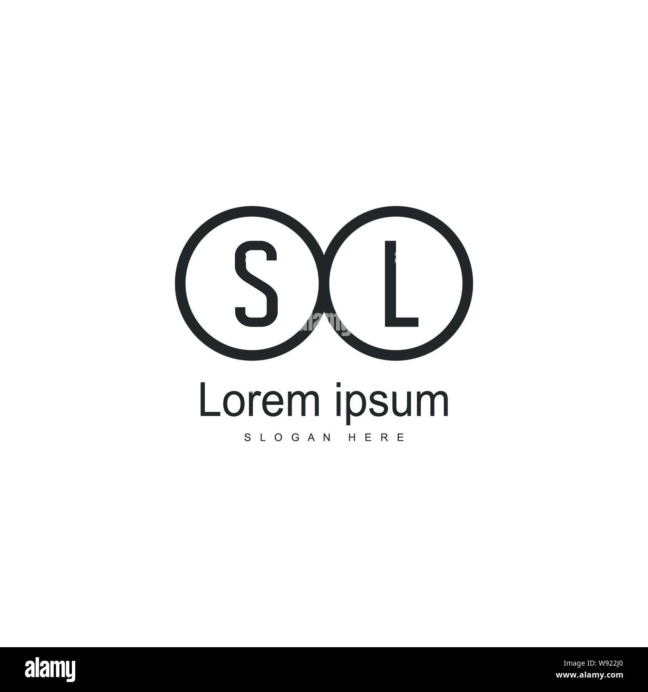 Logo SL initiale modèle avec cadre moderne. Lettre SL minimaliste ...