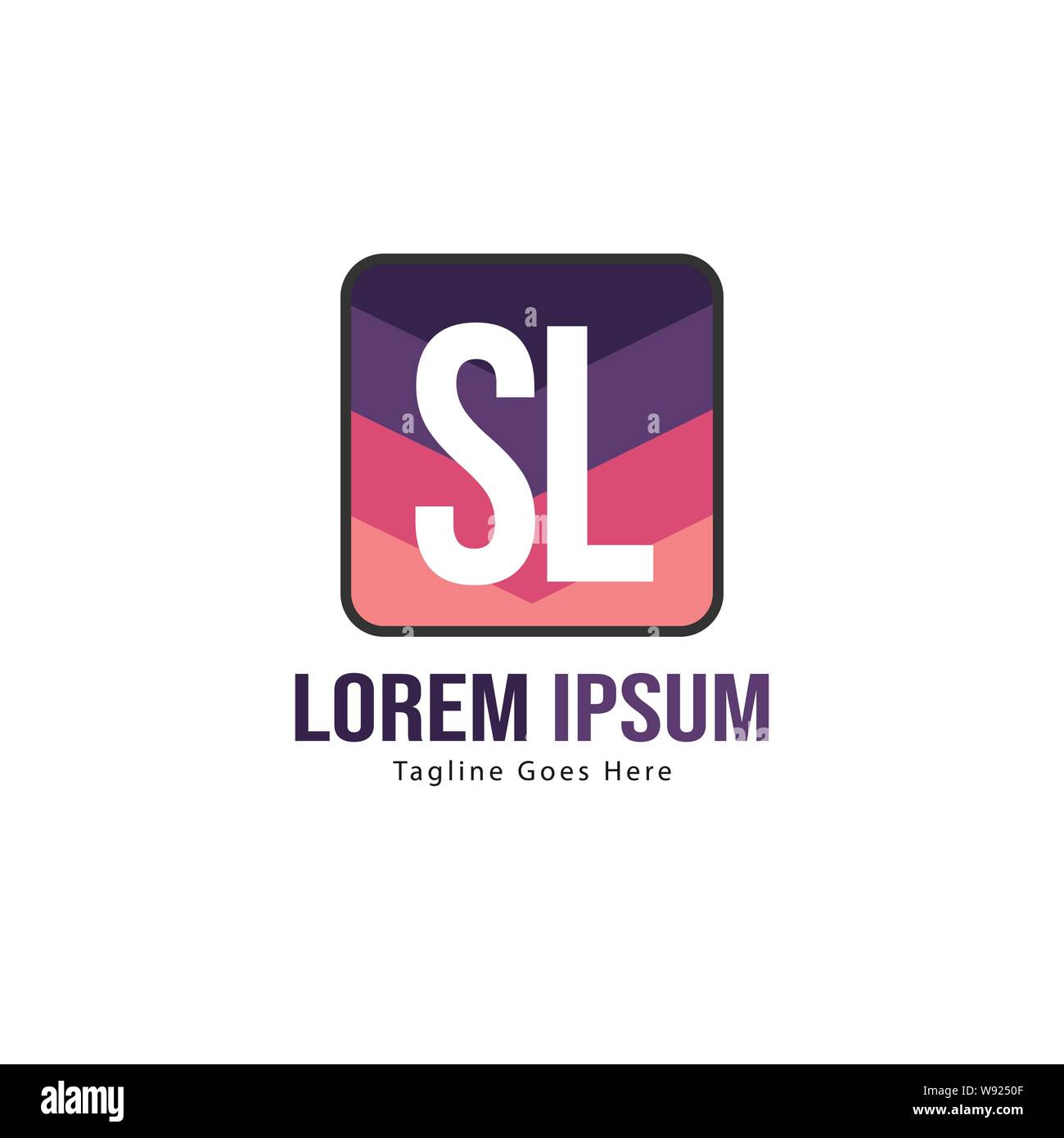 Logo SL initiale modèle avec cadre moderne. Lettre SL minimaliste ...