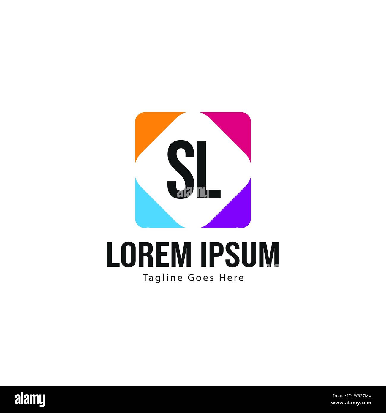 Logo SL initiale modèle avec cadre moderne. Lettre SL minimaliste ...