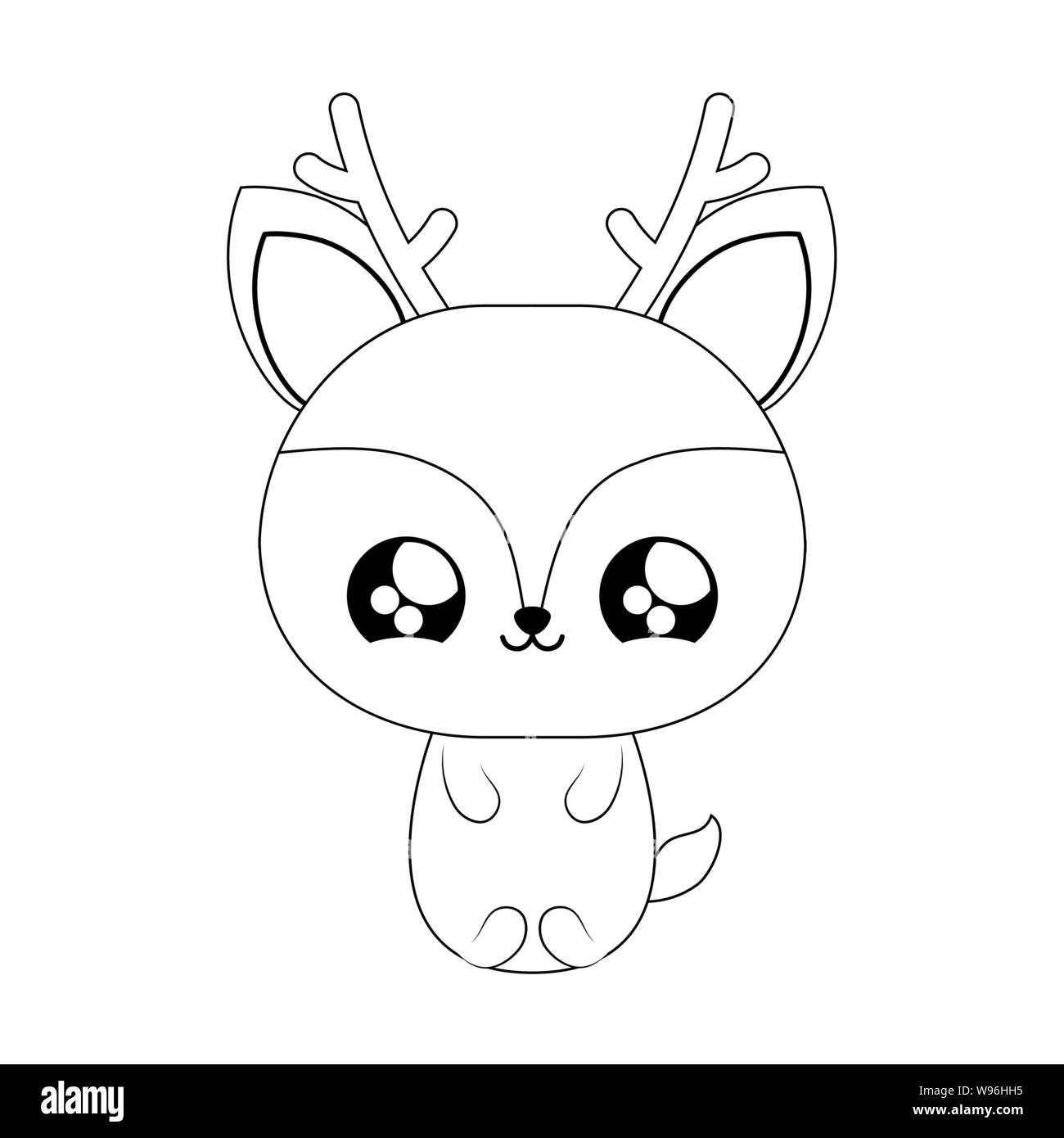 Renne mignon bébé animal vecteur illustration design style kawaii Image ...