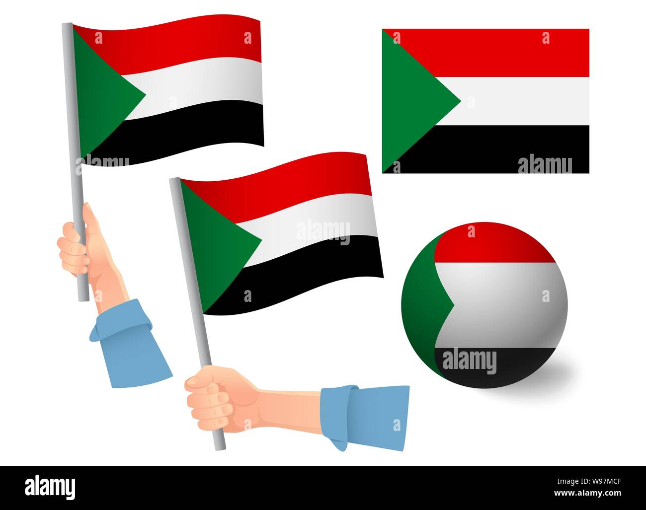 Drapeau Soudan dans la main. Ballon drapeau. Drapeau national du Soudan ...