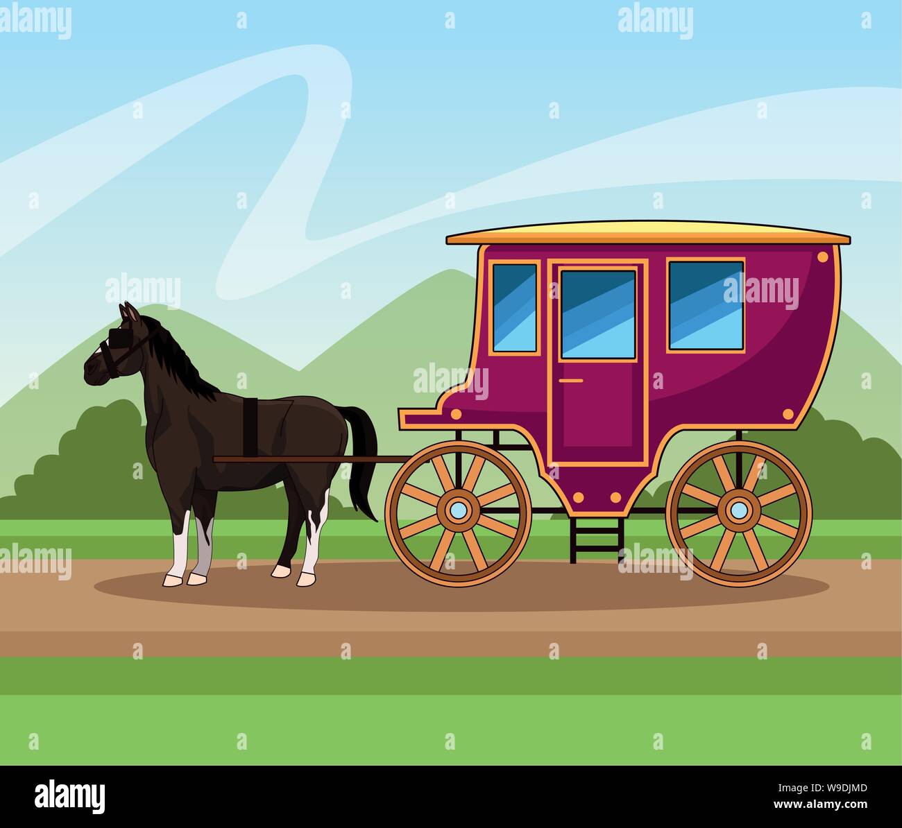 Charrette tirée par un cheval historique Banque d'images vectorielles ...