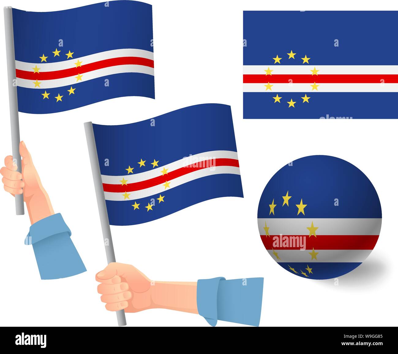 Drapeau du Cap vert dans la main. Ballon drapeau. Drapeau national du ...