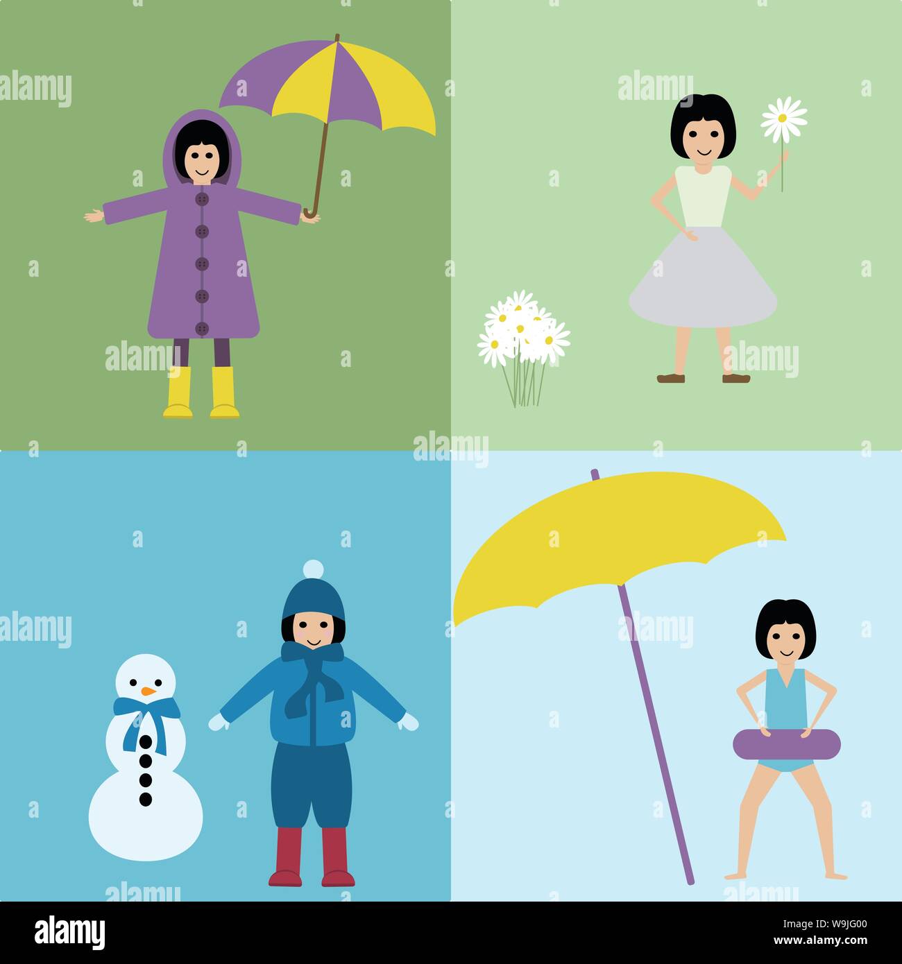 Four seasons cartoon illustration Banque de photographies et d’images à ...