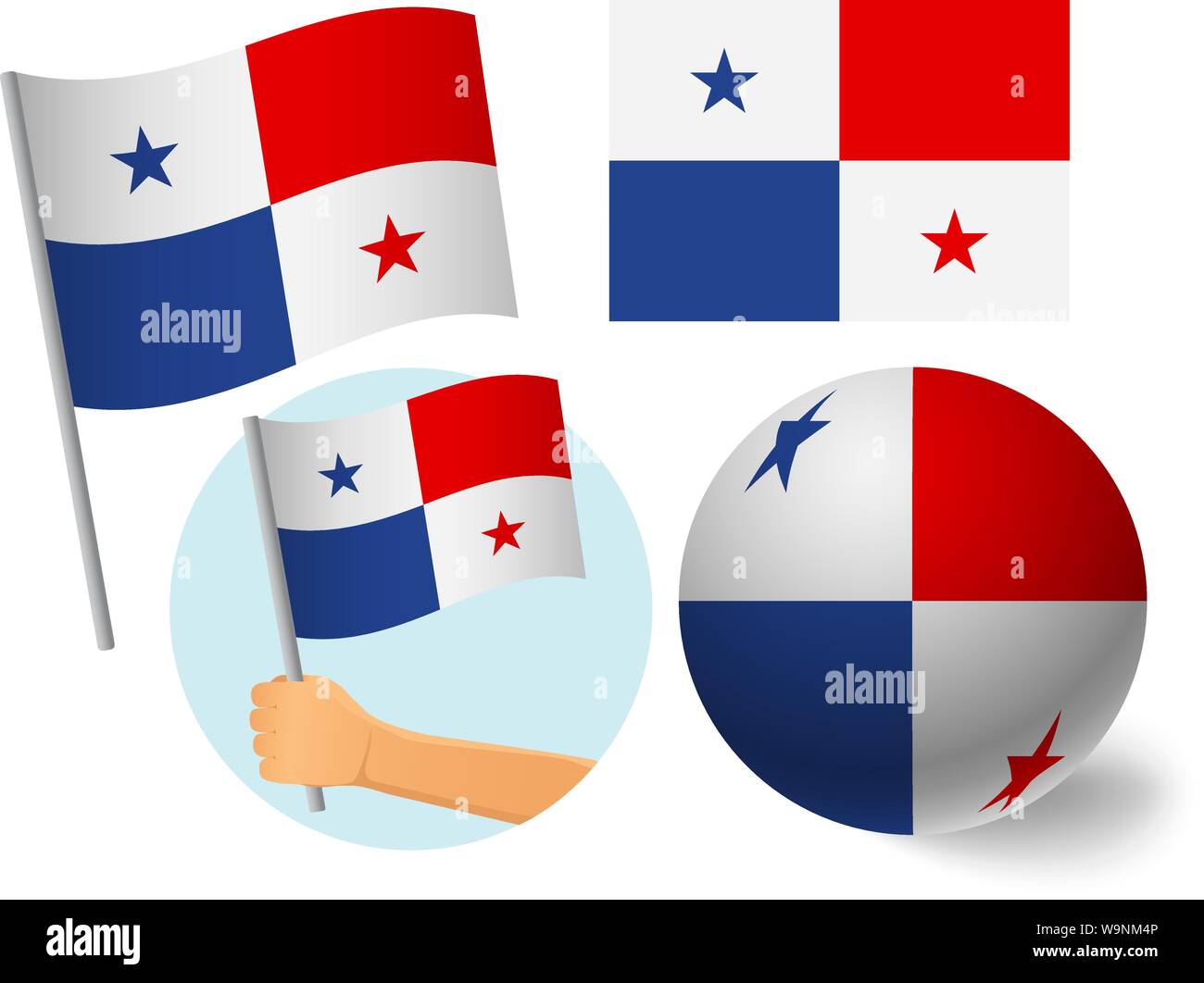 Drapeau Panama icon set. Drapeau national du Panama vector illustration ...