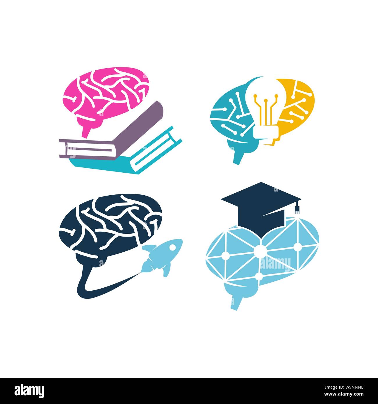 Logo du cerveau pense modèle concept idée d'icône de la pensée de remue ...