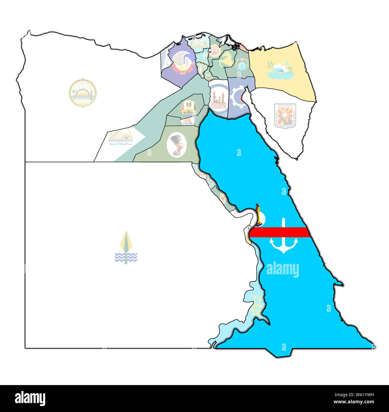 Territoire de la mer Rouge et d'un drapeau sur la carte des divisions ...
