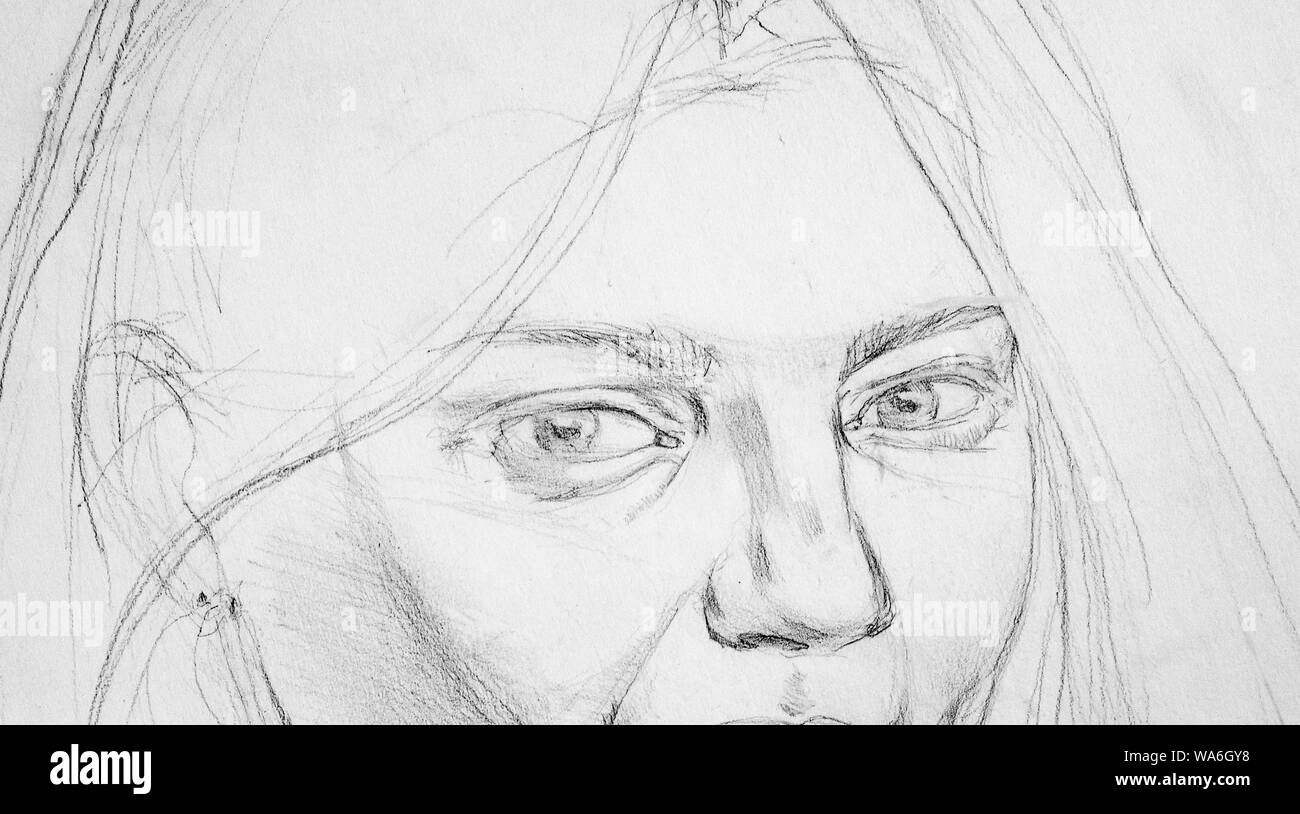 Portrait, dessin au crayon, croquis illustration Photo Stock - Alamy