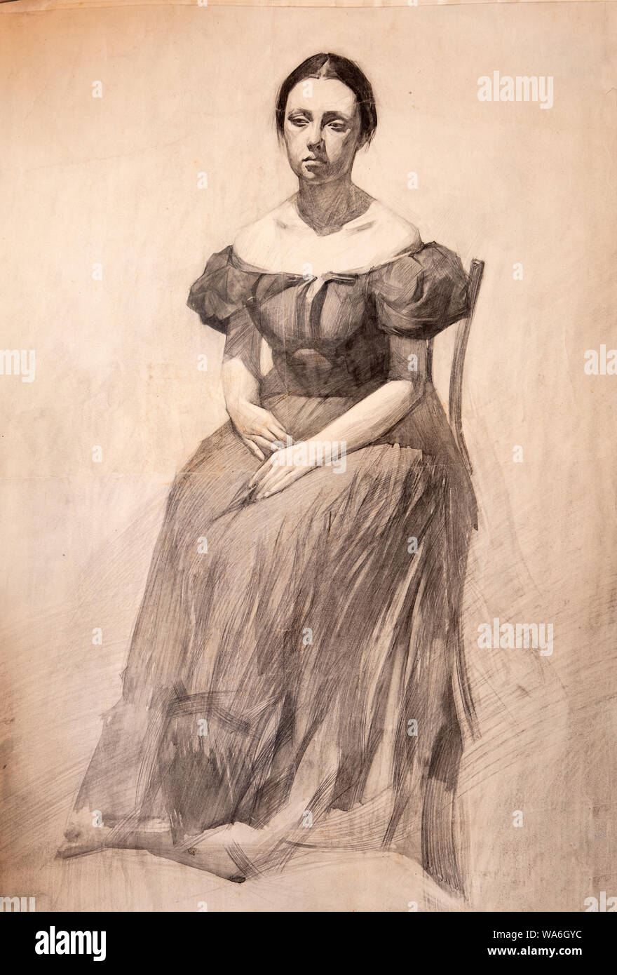 Portrait, dessin au crayon, croquis illustration Photo Stock - Alamy