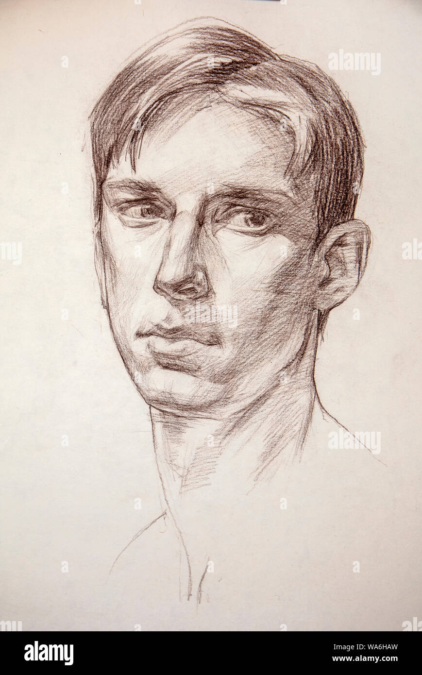 Portrait, dessin au crayon, croquis illustration Photo Stock - Alamy