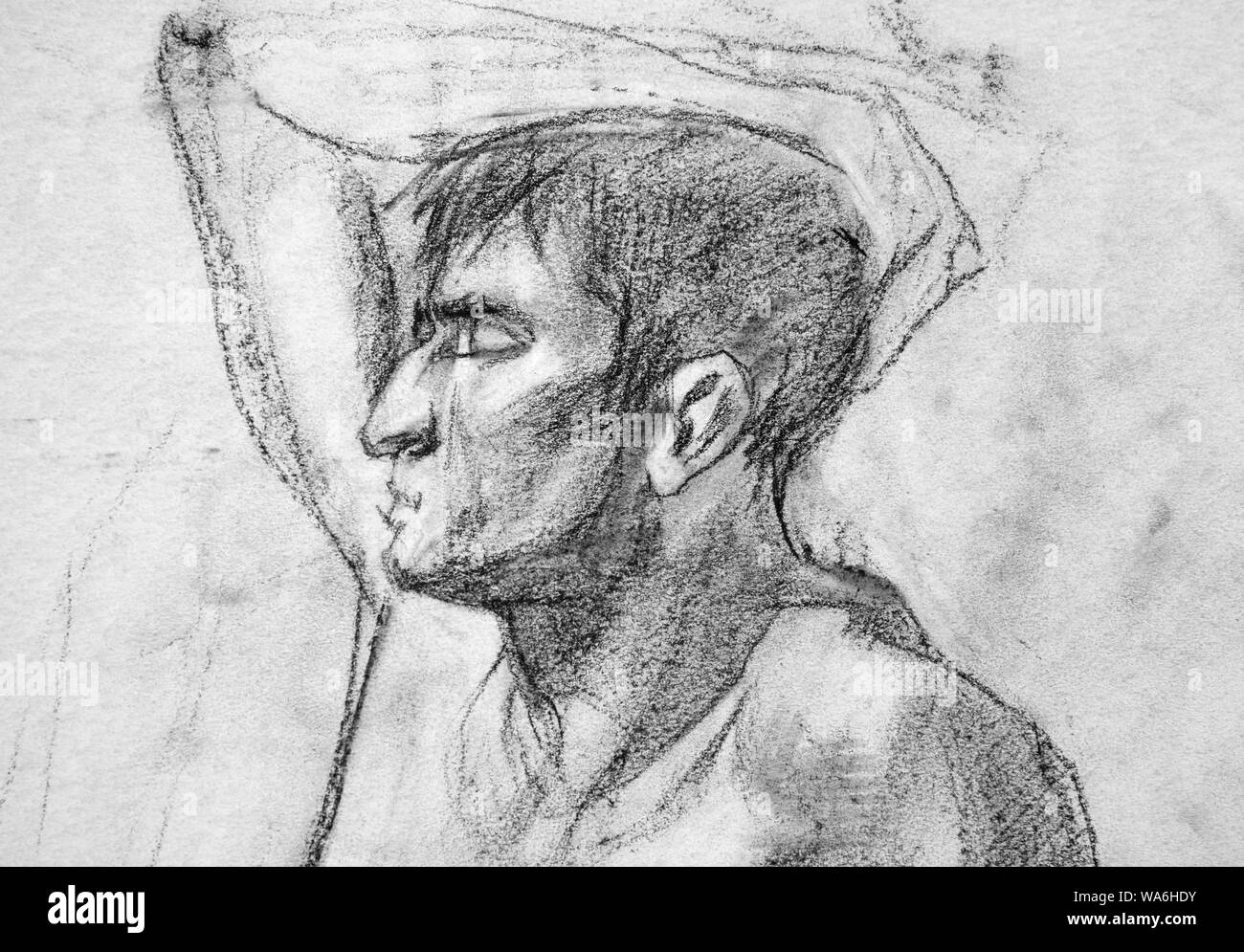 Portrait, dessin au crayon, croquis illustration Photo Stock - Alamy