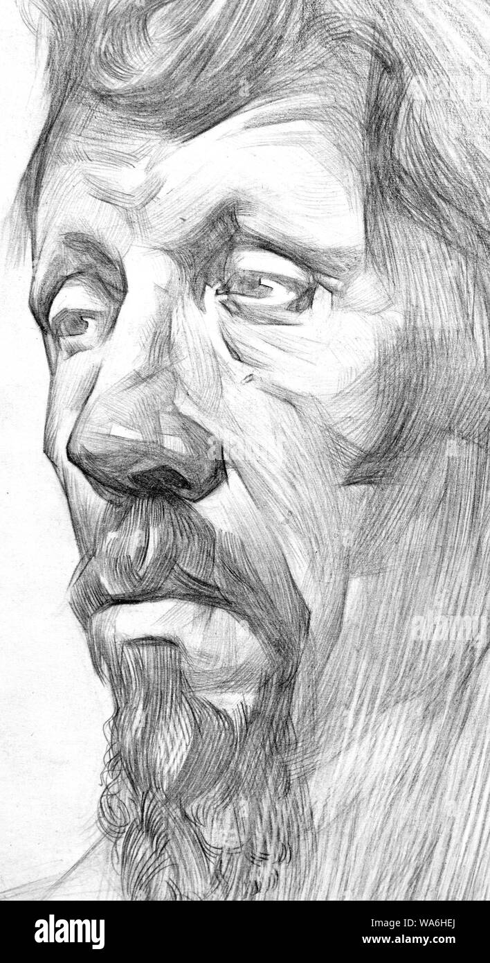 Portrait, dessin au crayon, croquis illustration Photo Stock - Alamy