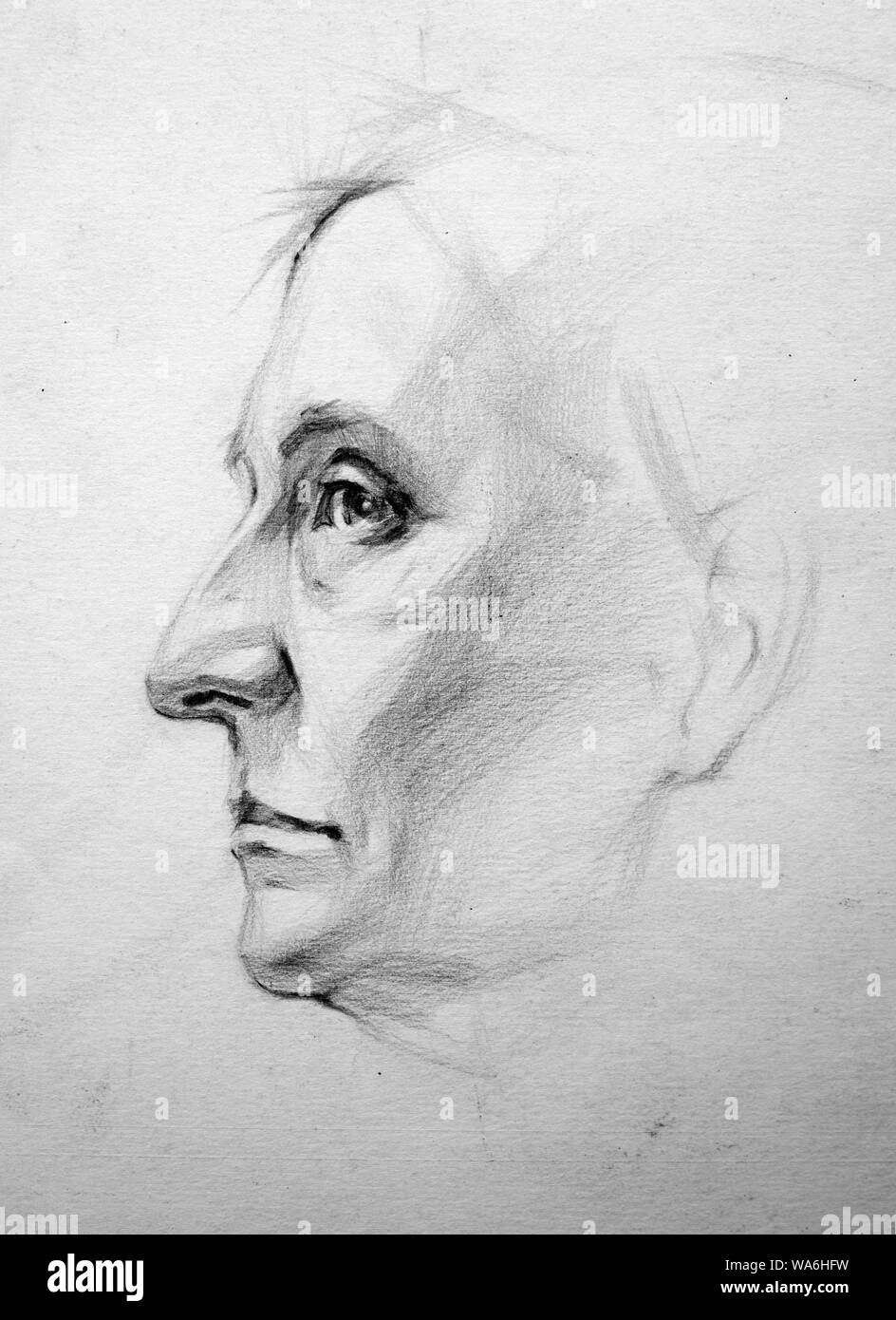 Portrait, dessin au crayon, croquis illustration Photo Stock - Alamy