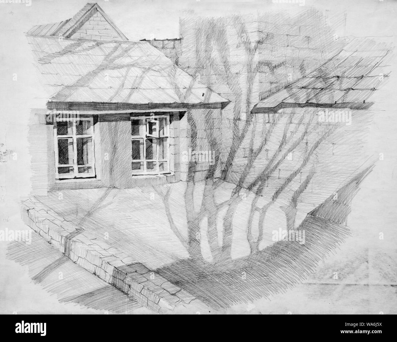 Architecture, dessin au crayon, croquis illustration Photo Stock - Alamy