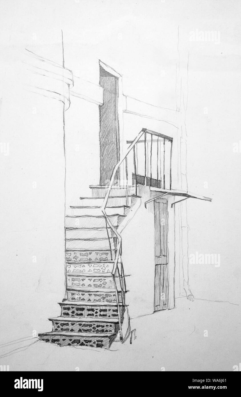 Architecture, dessin au crayon, croquis illustration Photo Stock - Alamy