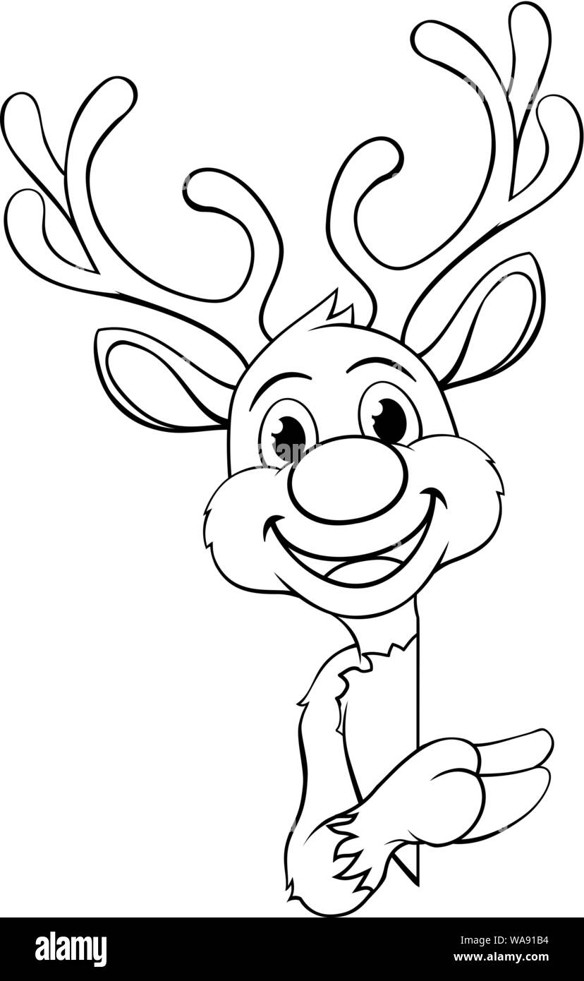 Dessin renne de noel rigolo Banque d'images noir et blanc - Alamy