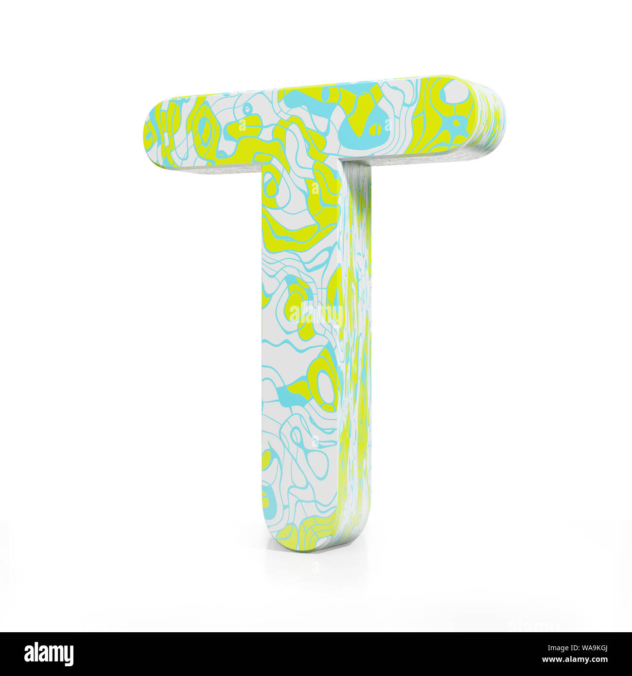 Lettre T rendu 3D sur fond blanc. Signes et symboles. Alphabet coloré ...