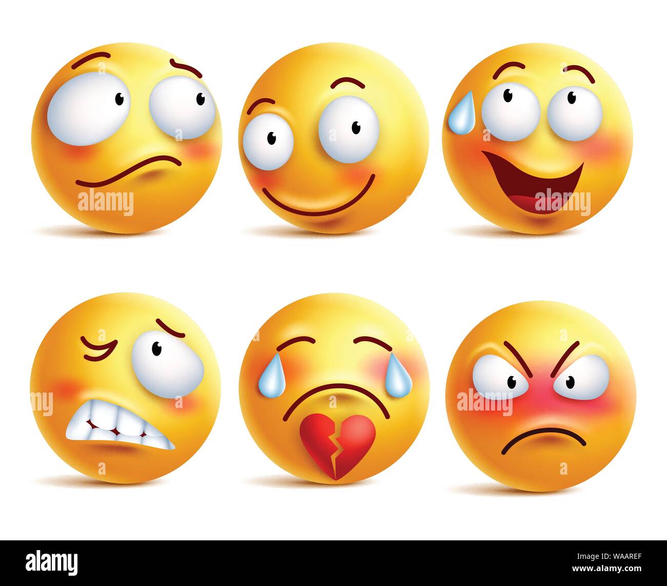 Smileys vector set. Smileys ou émoticônes jaune avec des expressions ...