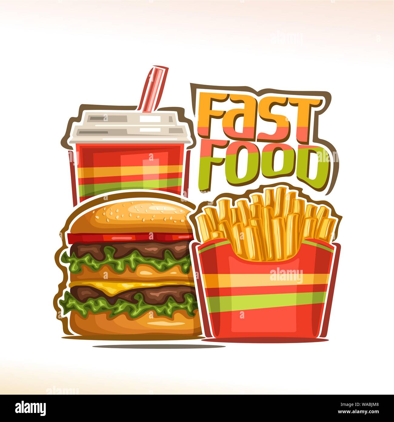 Vector affiche pour Fast Food, placard avec set de cheeseburger avec ...