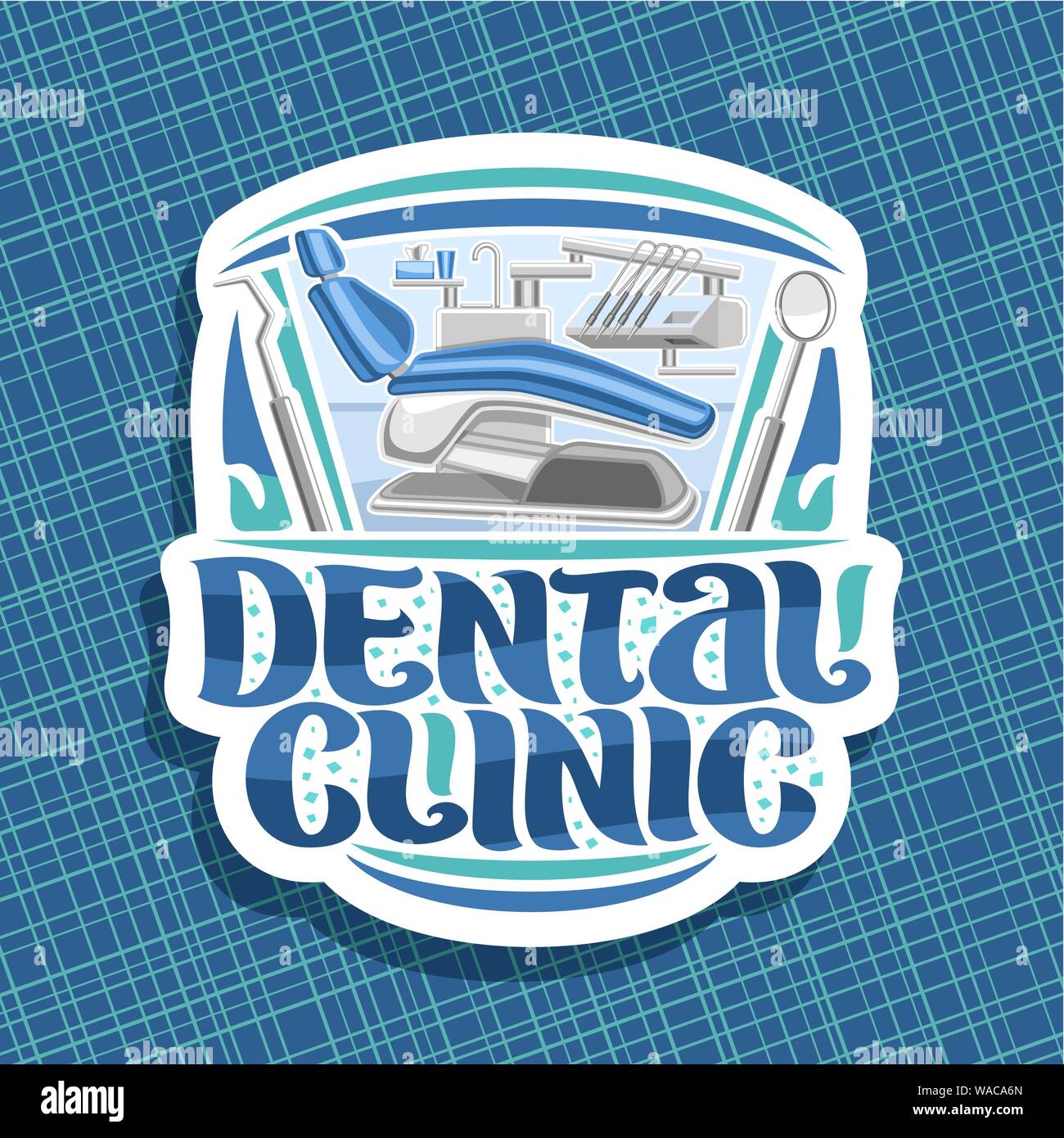 Logo Vector pour clinique dentaire, autocollant avec illustration de ...