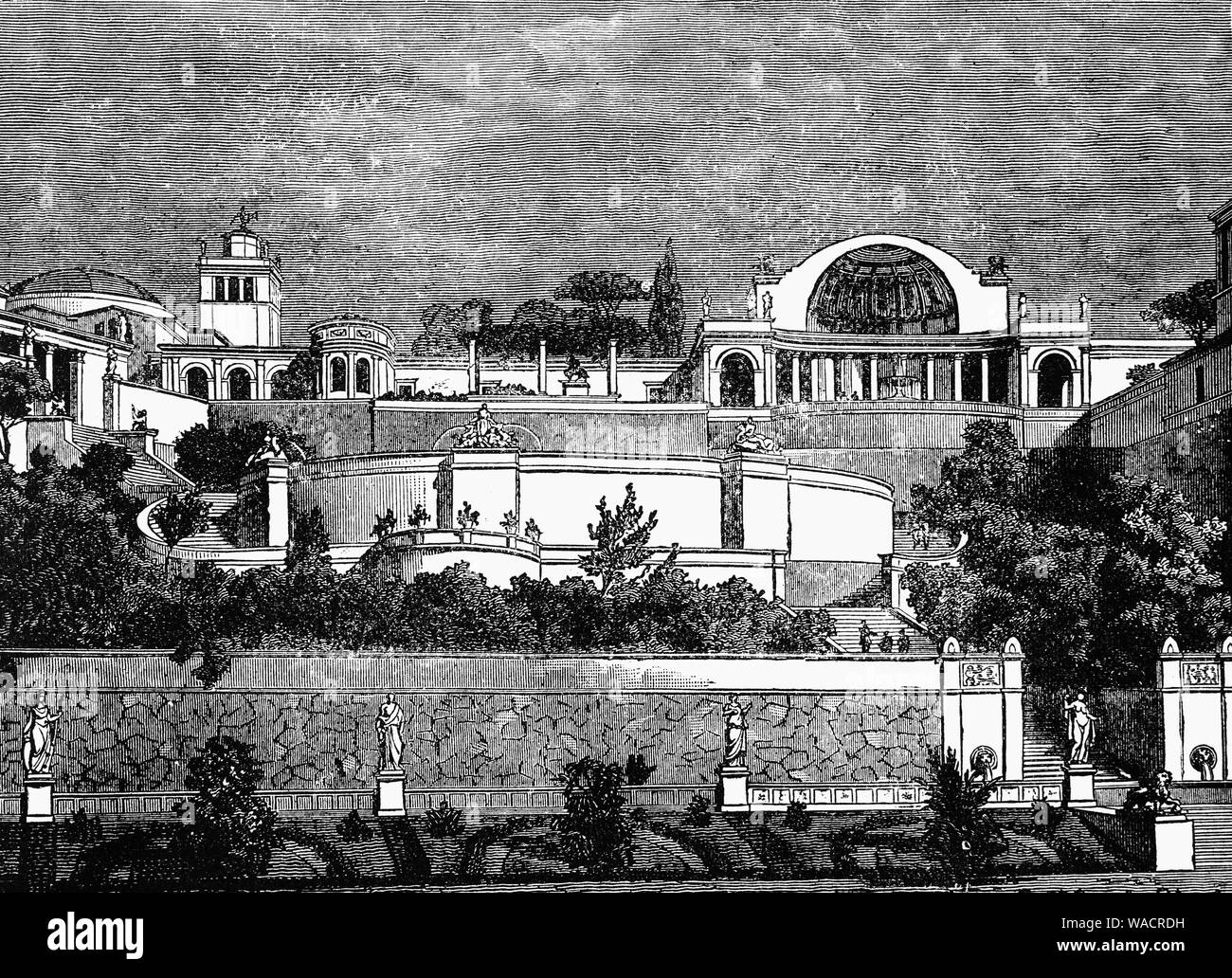 Les magnifiques terrasses de la Villa d'Hadrien, construit à Tibur ...