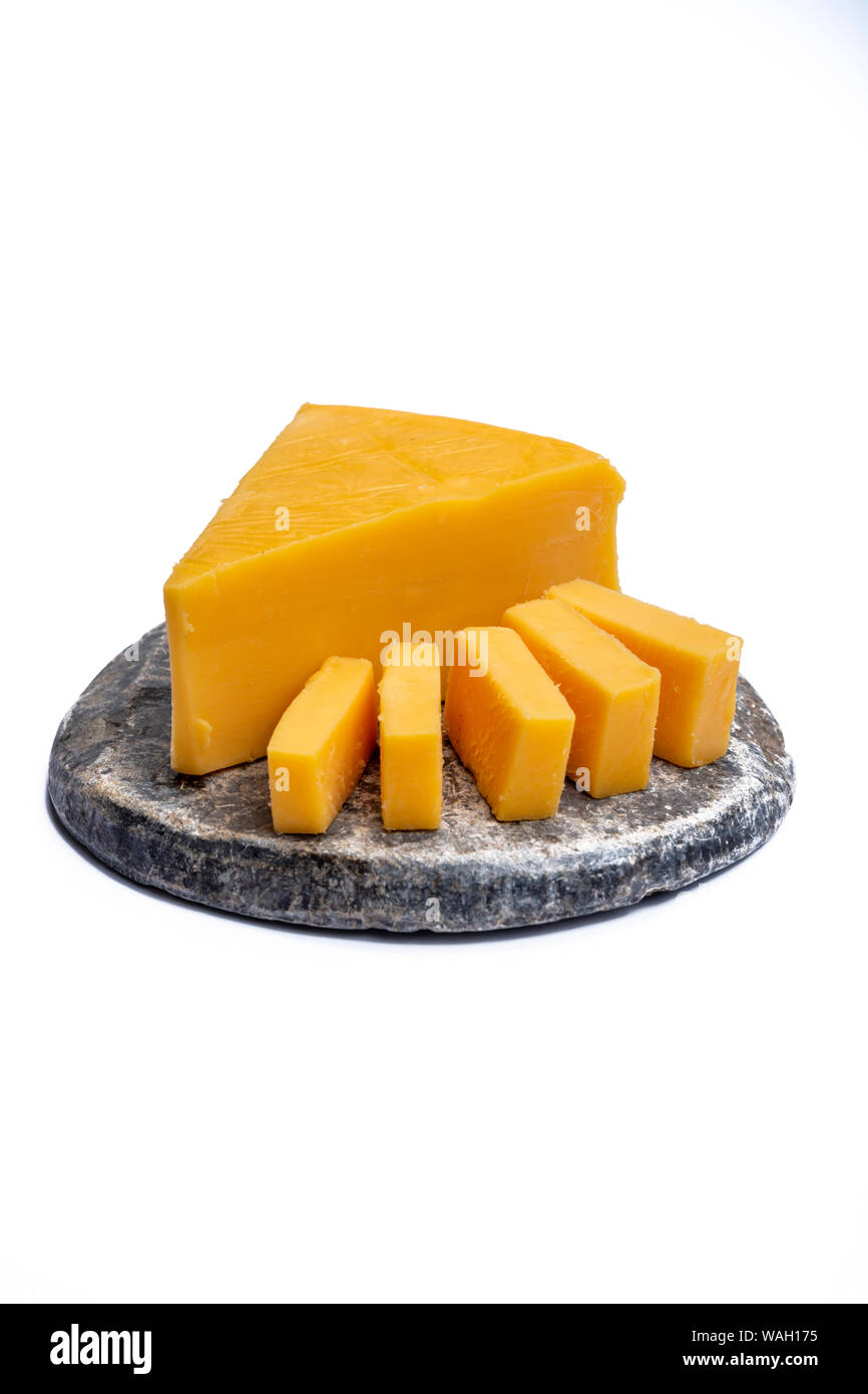 Collection de fromage cheddar, morceau de fromage Cheddar jaune ...