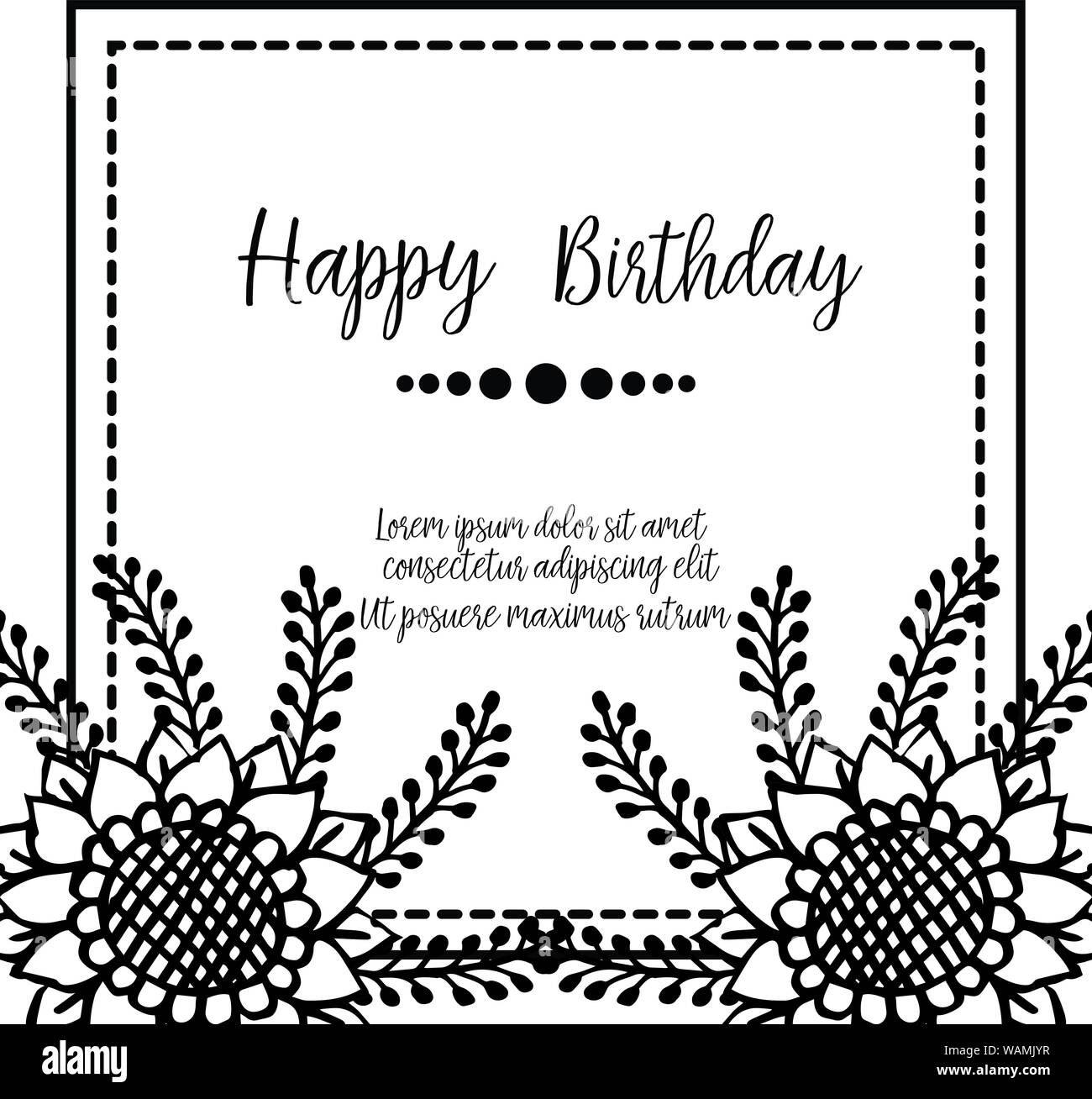 Carte de joyeux anniversaire, jolie couronne frame, la texture élégante ...