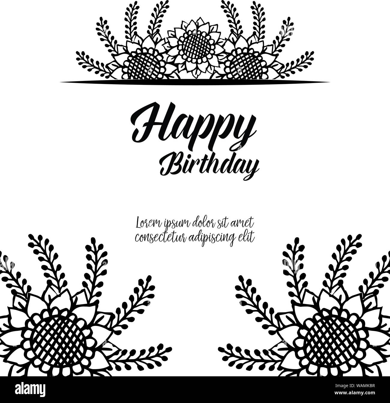 Carte de joyeux anniversaire, jolie couronne frame, la texture élégante ...