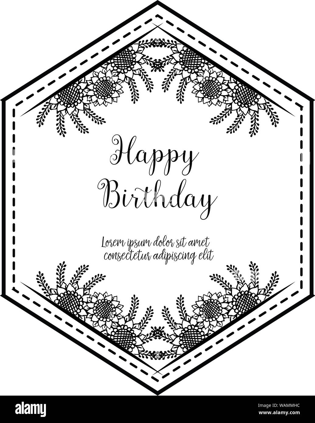 Carte de joyeux anniversaire, jolie couronne frame, la texture élégante ...