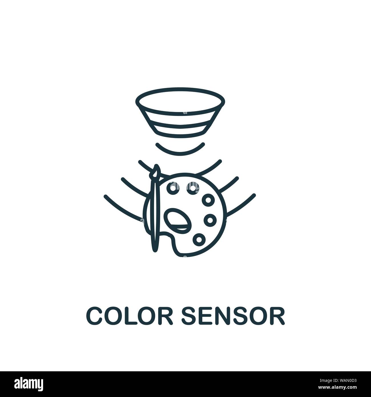 Icône de contour du capteur de couleur. Style de ligne fine de la ...