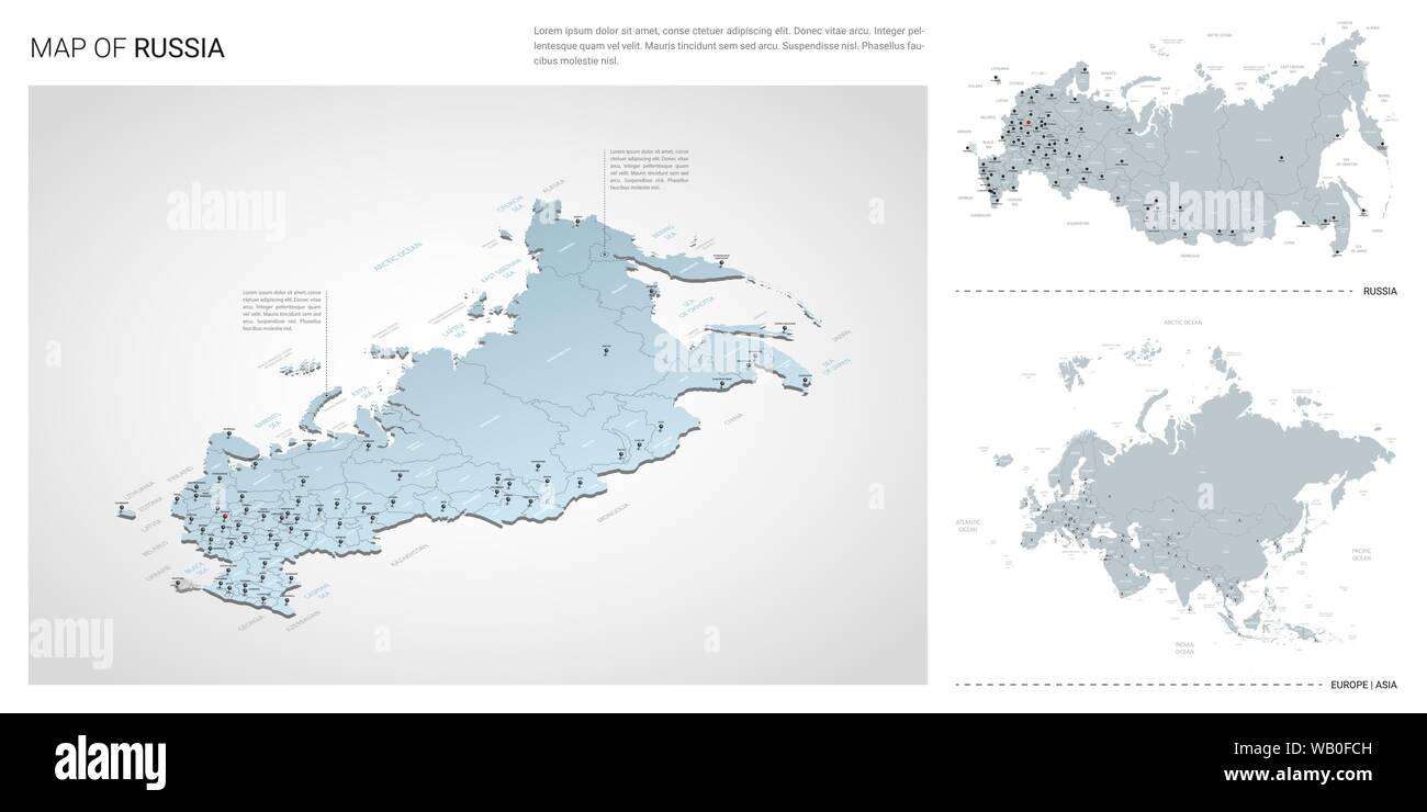 Vector set de Russie Pays. Carte en 3D isométrique, carte de Russie, d ...