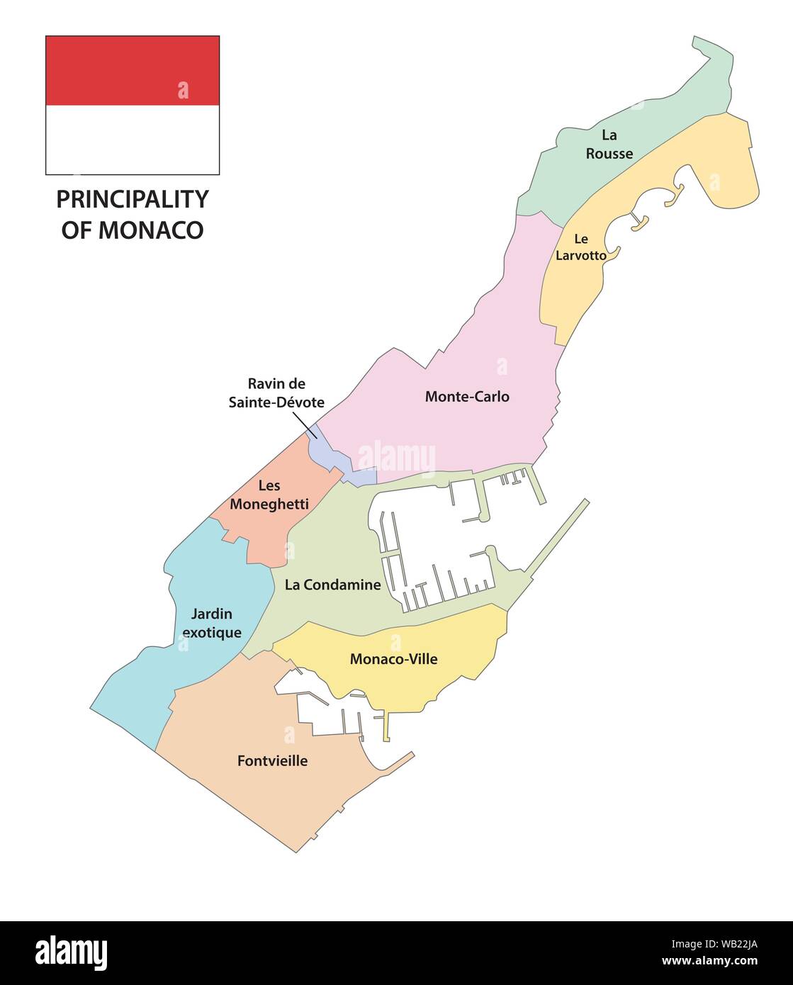 Principauté de Monaco carte administrative et politique Image ...