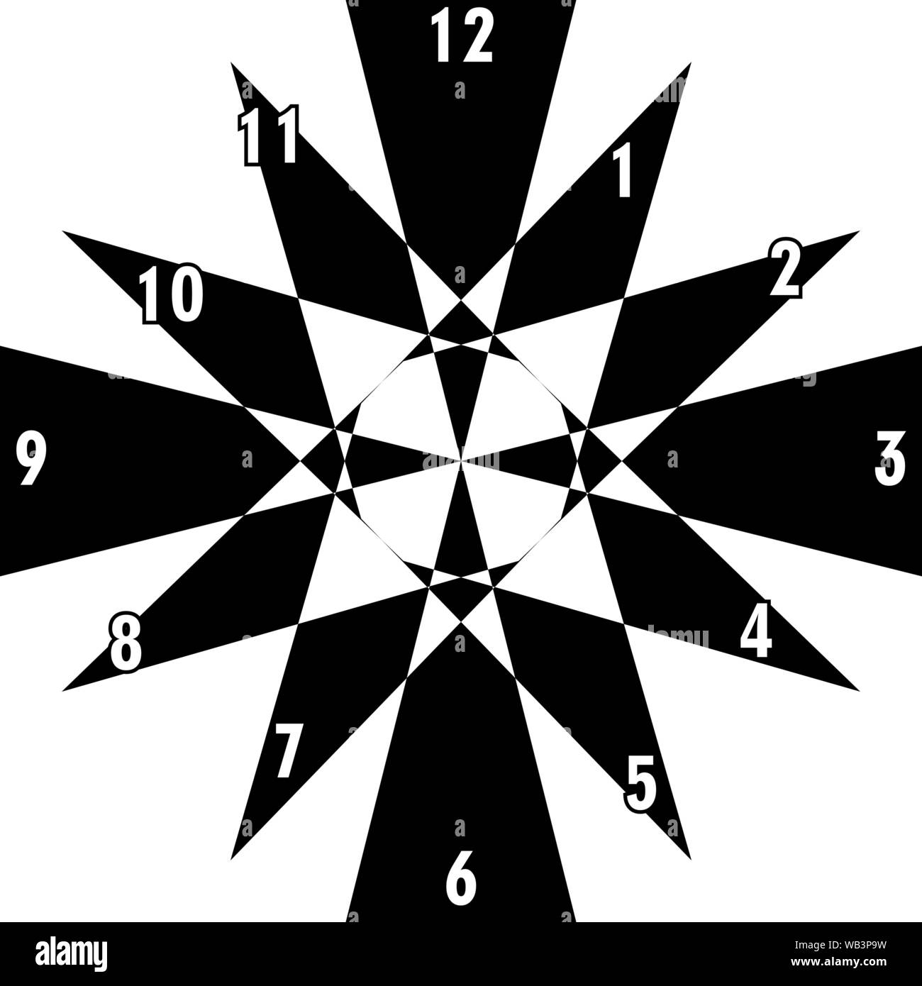 Cadran d'horloge en fonction triangle noir blanc signe avec borgered ...