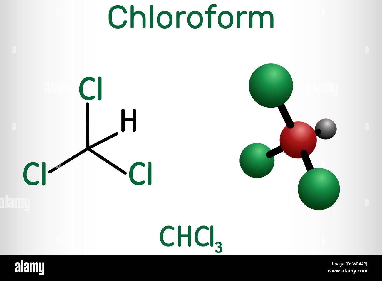 Molécule de chloroforme ou trichlorométhane. Il s'agit d'anesthésique ...
