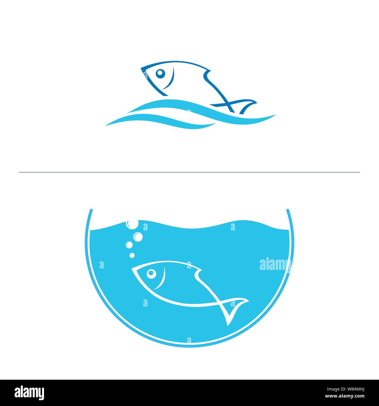 L'icône de poisson dans l'eau. Aquarium de poissons en icône. Style ...