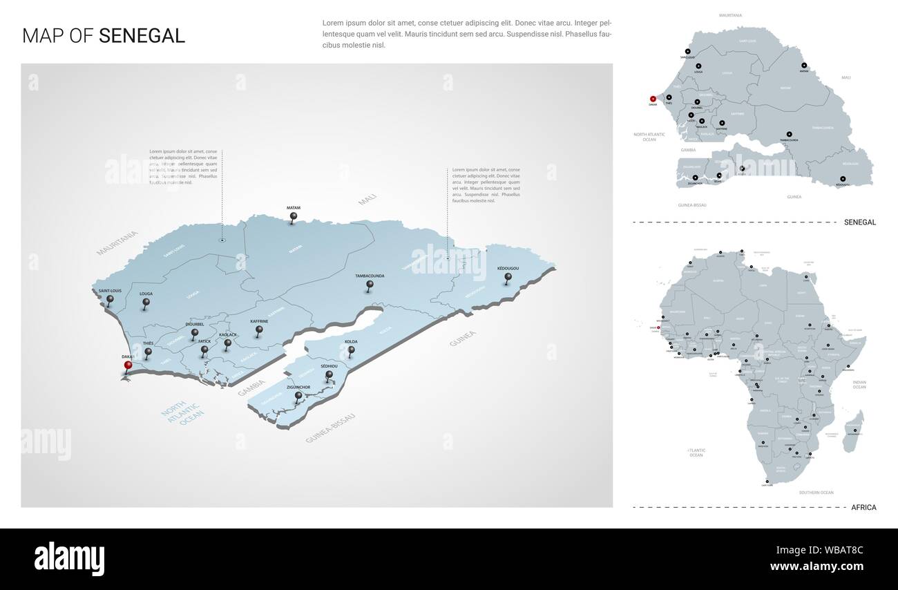 Carte de la région de dakar Banque d'images vectorielles - Alamy
