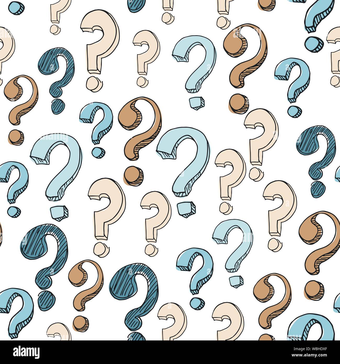 Modèle sans couture avec point d'interrogation dessiné à la main ...