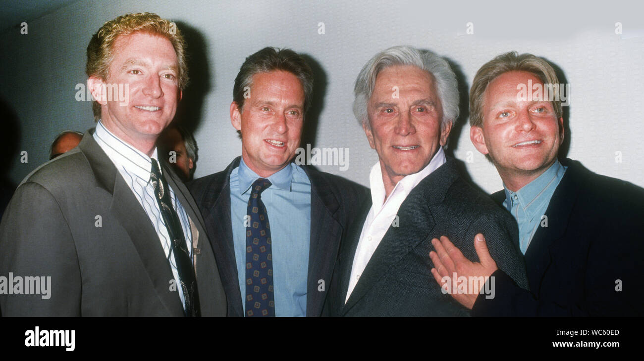 Peter Douglas, Michael Douglas, Kirk Douglas, Eric Douglas, 1992, photo ...