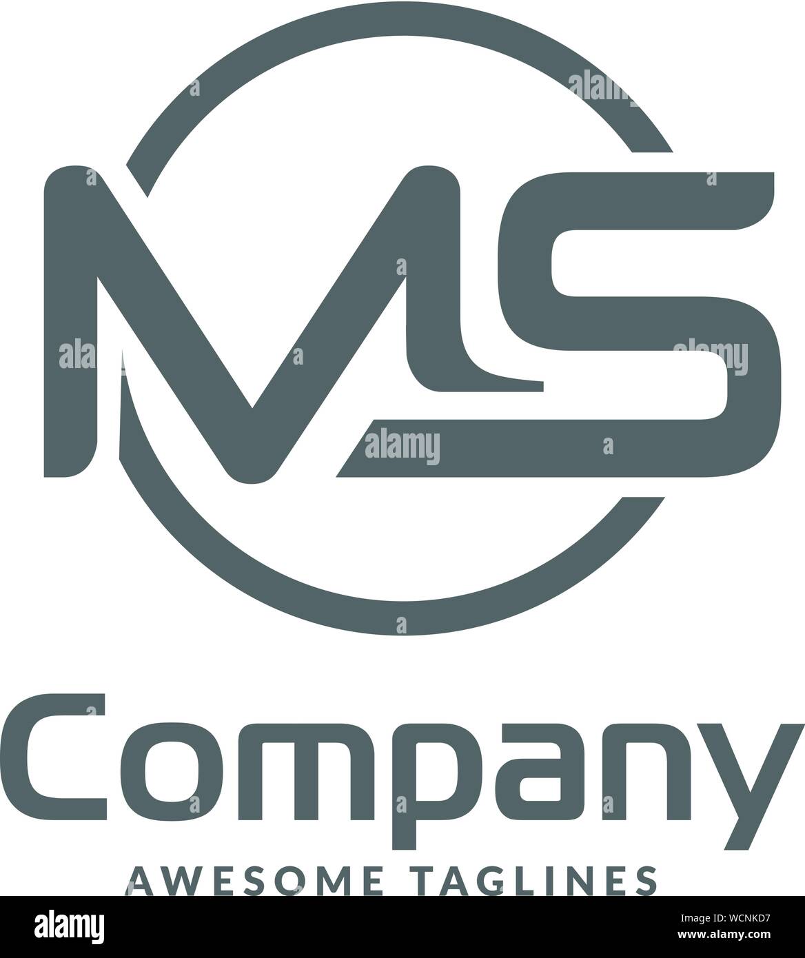 Lettre initiale MS avec logo cercle vector illustration isolé sur fond ...